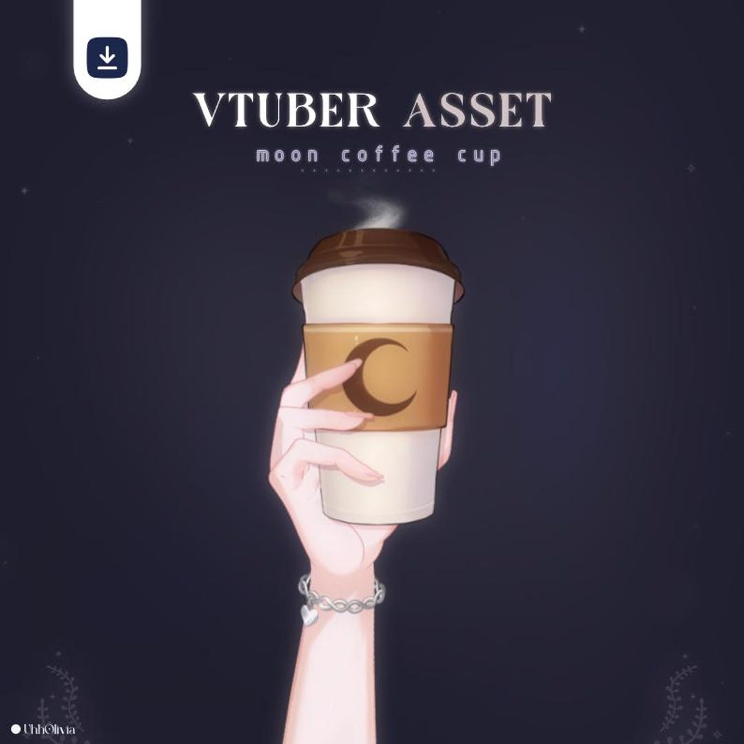 Rigged Vtuber Asset - Moon Themed Animated Coffee Cup + 3 Extra Color Variations | Vtuber Asset ...