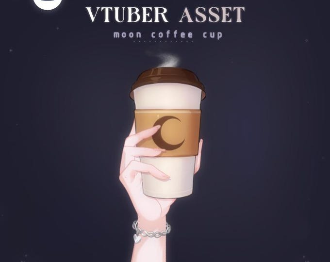 Rigged Vtuber Asset - Moon Themed Animated Coffee Cup + 3 Extra Color ...