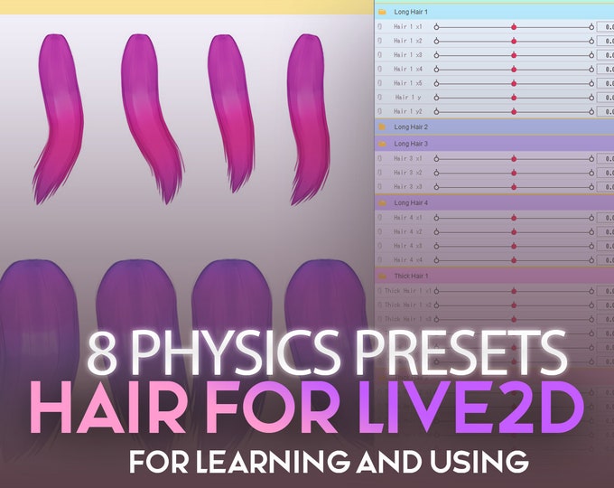 Live2d Hair Physics Presets | 8 Presets for Straight Hair | for ...