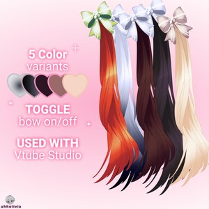 Rigged Vtuber Asset - Twintails With Bow Accessory + 5 Preset Colors ...