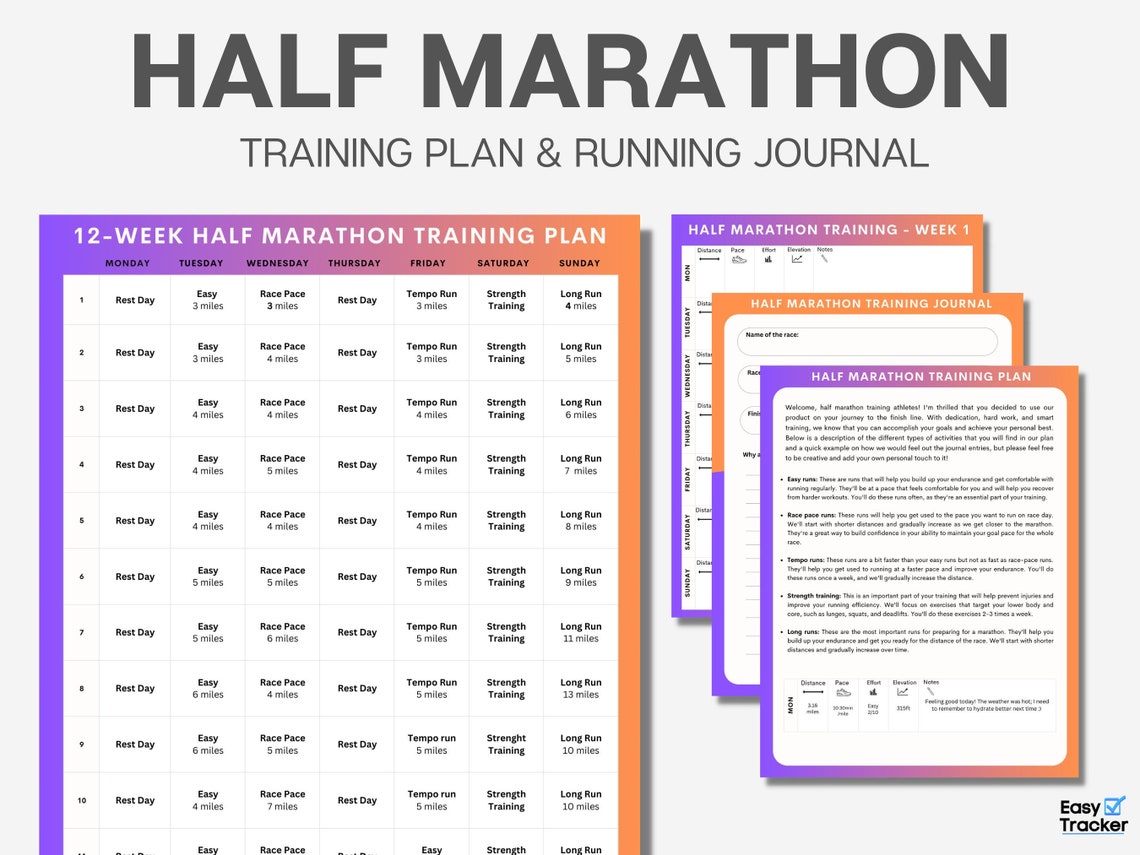 12 Week Half Marathon Training Plan and Running Journal - Achieve Your ...