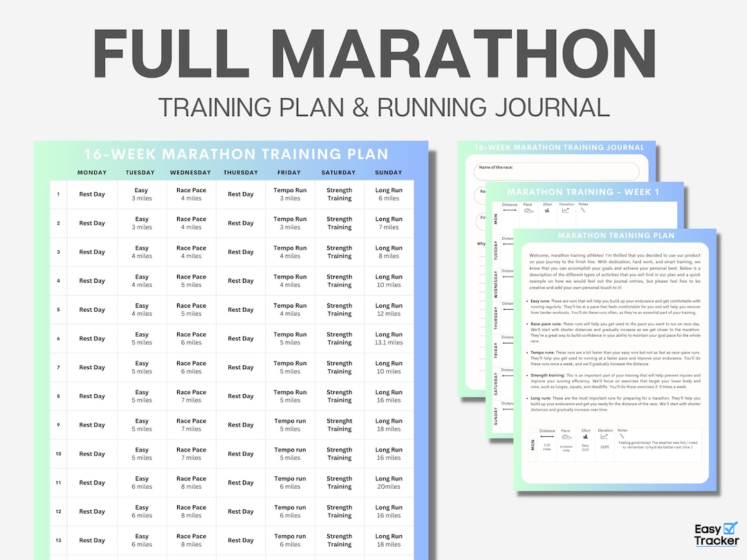 16-week Marathon Training Plan and Journal | Run Faster and Stronger ...