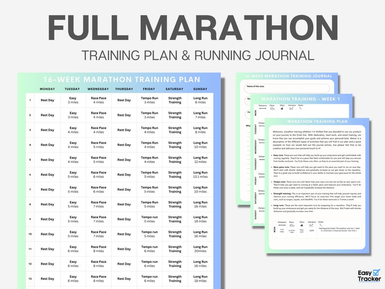 16-week Marathon Training Plan and Journal | Run Faster and Stronger ...