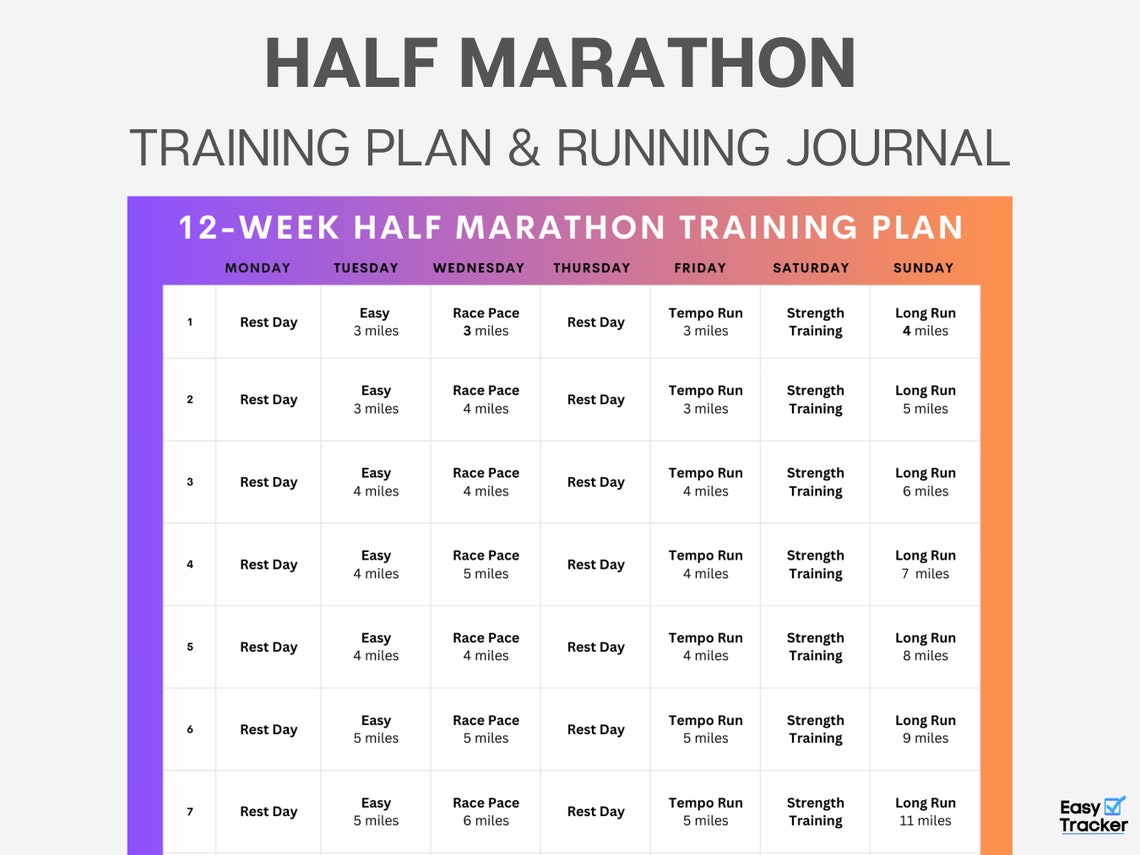 12 Week Half Marathon Training Plan and Running Journal - Achieve Your ...