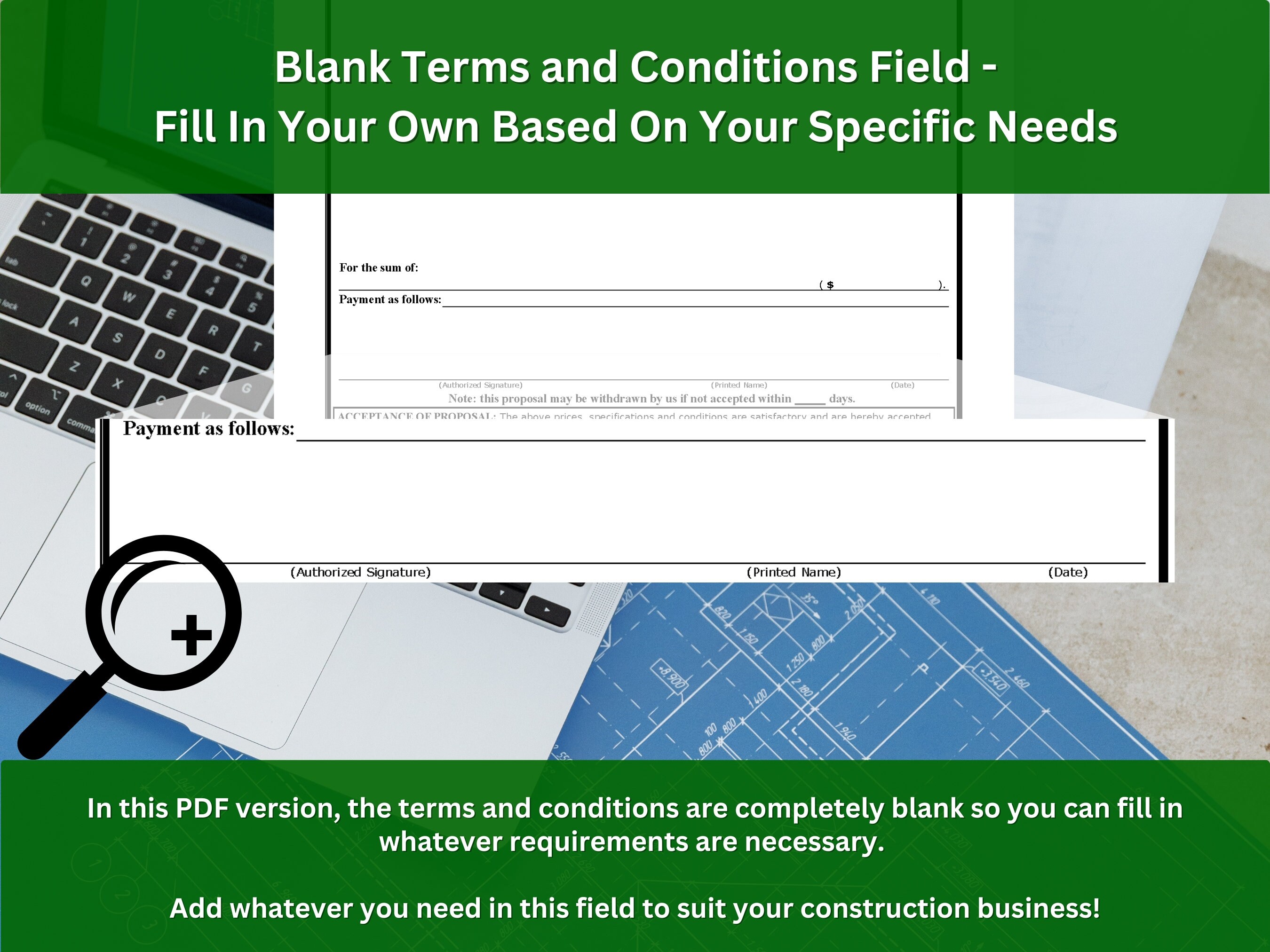 Proposal Bid Form Template W/ Fillable Terms & Conditions Clause ...