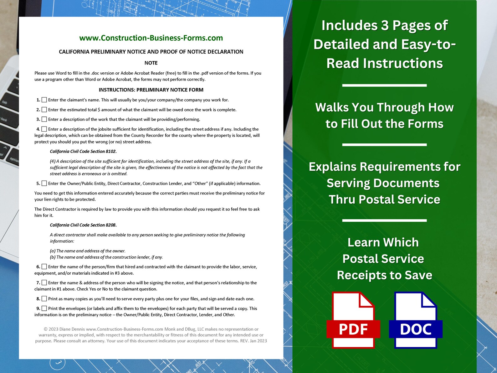California Preliminary Notice for Public Works Projects Form Aka ...