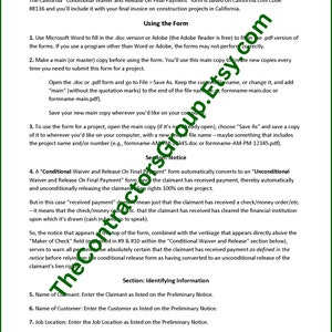 Conditional Final Waiver and Release California Form for Construction ...