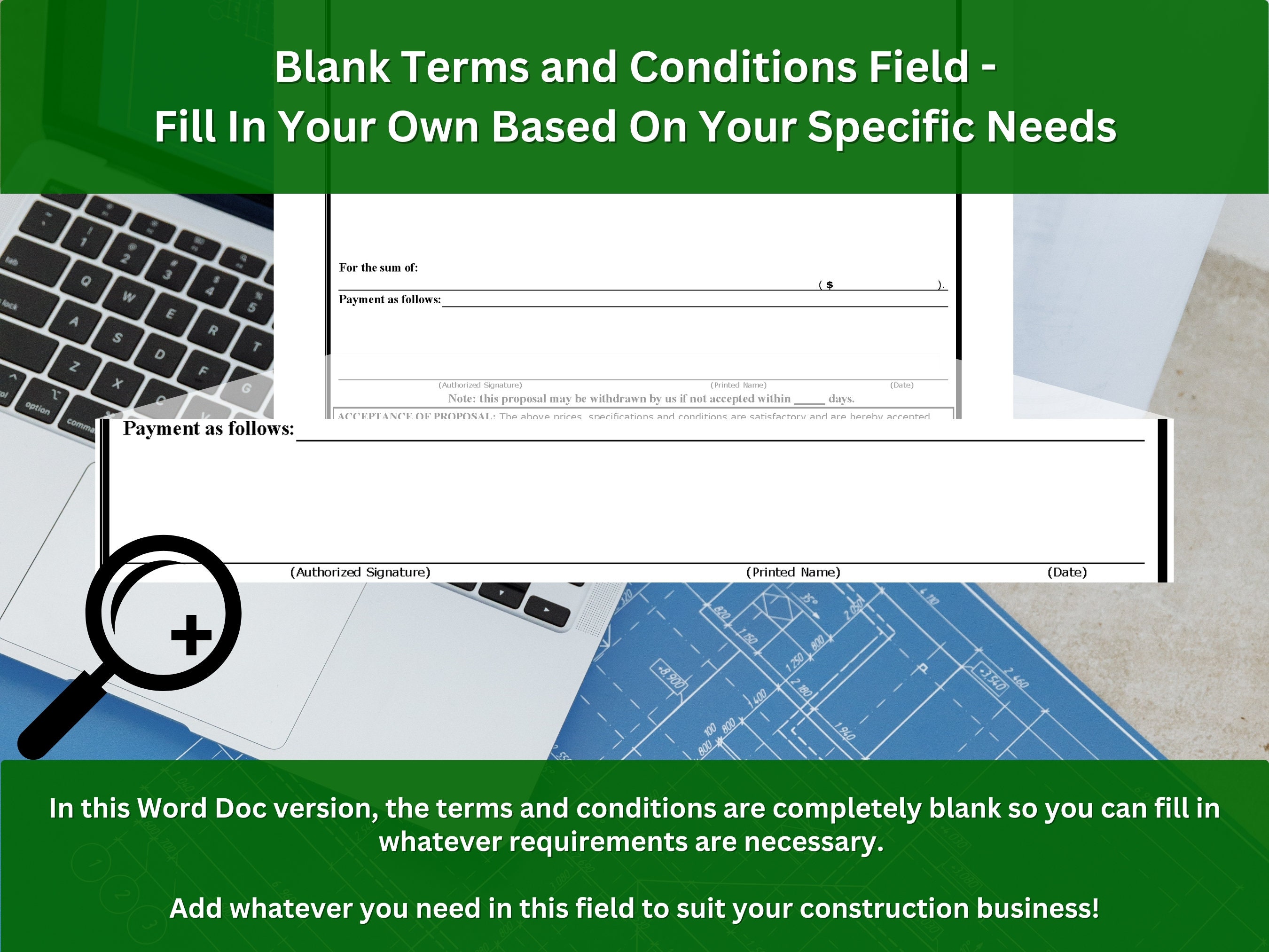 Proposal Bid Form Template W/ Fillable Terms & Conditions - Style #6 ...