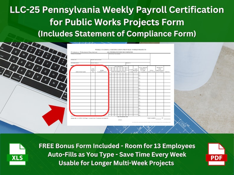 LLC-25 Pennsylvania Weekly Payroll Certification for Public Works ...