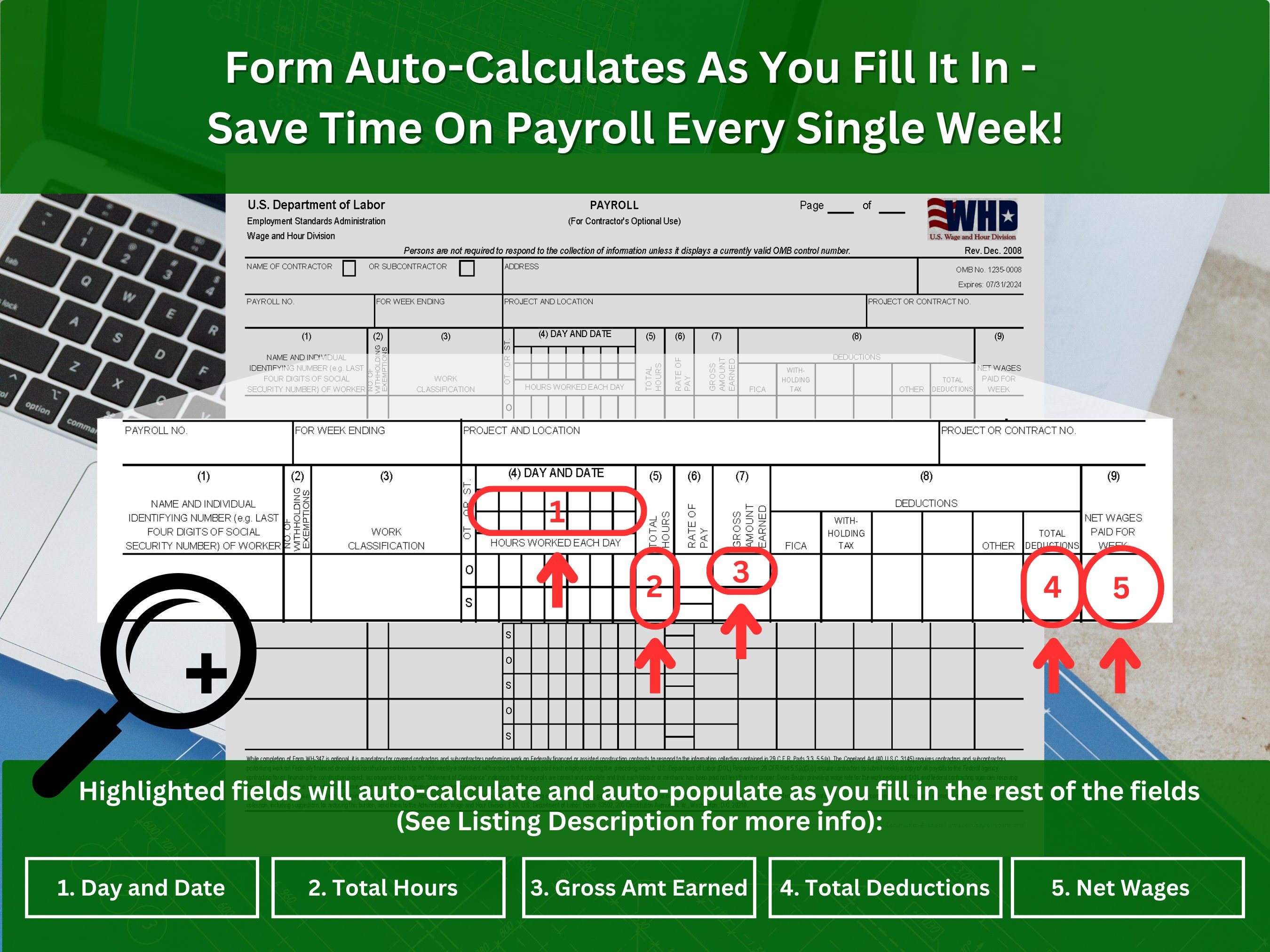 PDF WH-347 & WH-348 Federal Certified Payroll Forms W/ 56 - Etsy