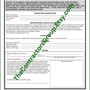 Conditional & Unconditional ALL 4 Waiver Release Forms for Progress and ...