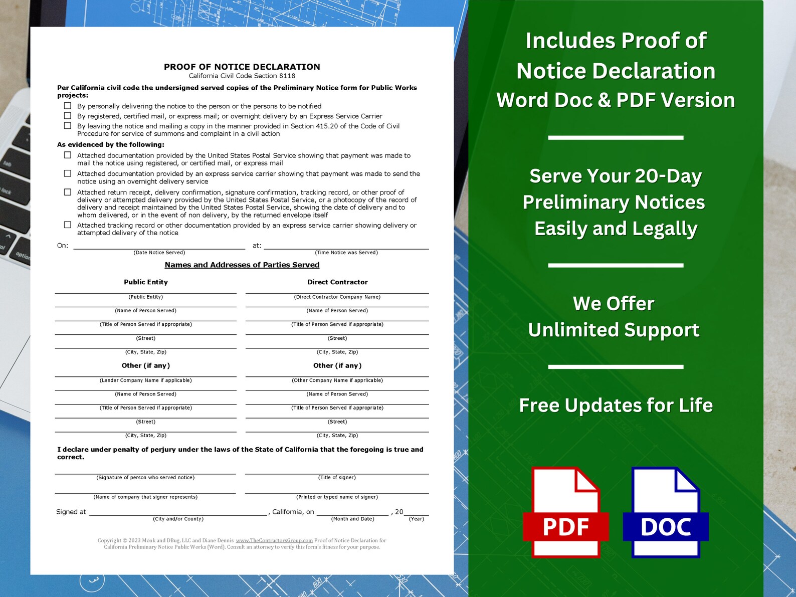 California Preliminary Notice for Public Works Projects Form Aka ...