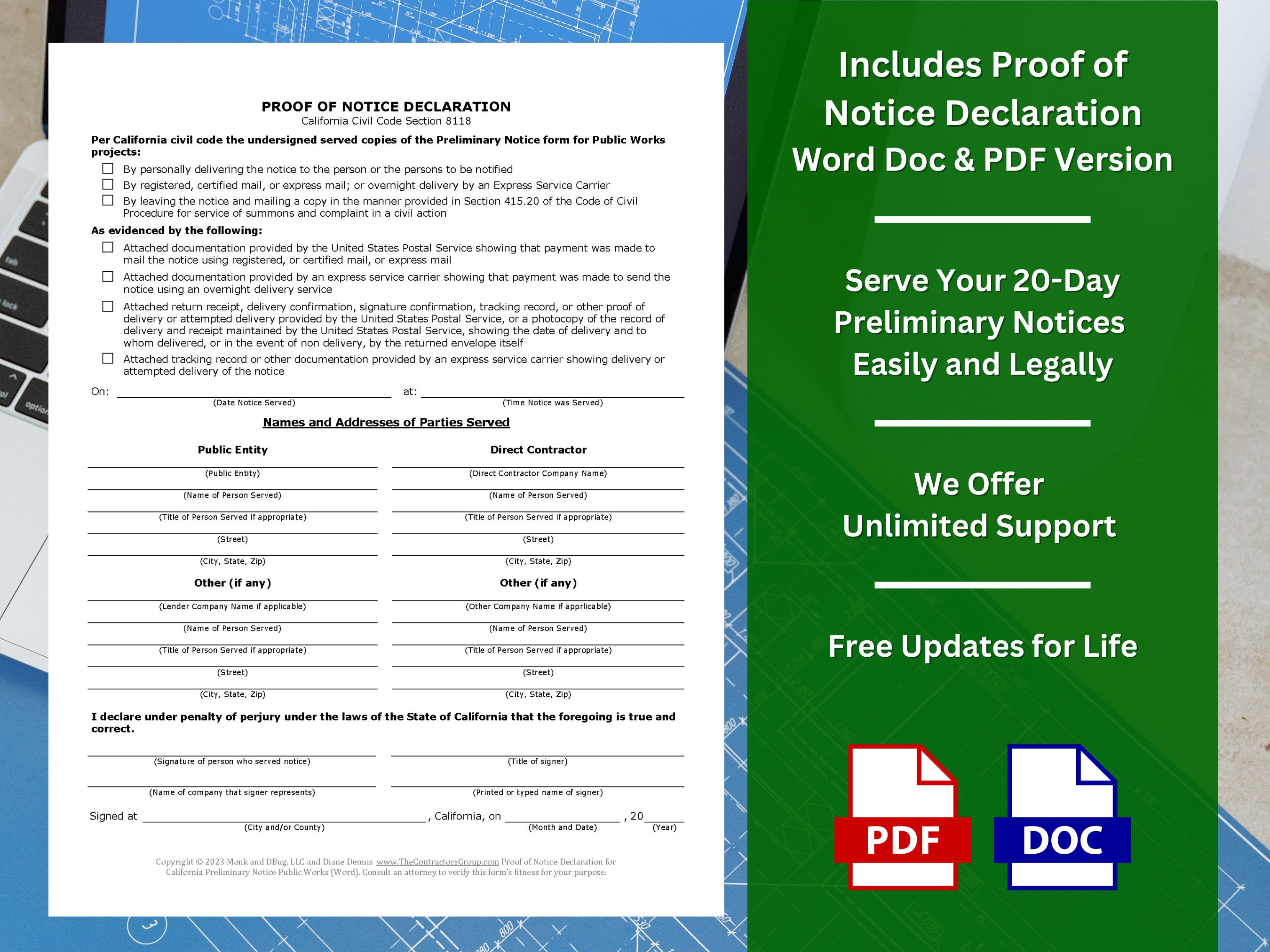 California Preliminary Notice for Public Works Projects Form Aka ...