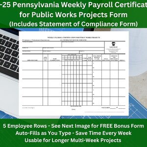 LLC-25 Pennsylvania Weekly Payroll Certification for Public Works ...