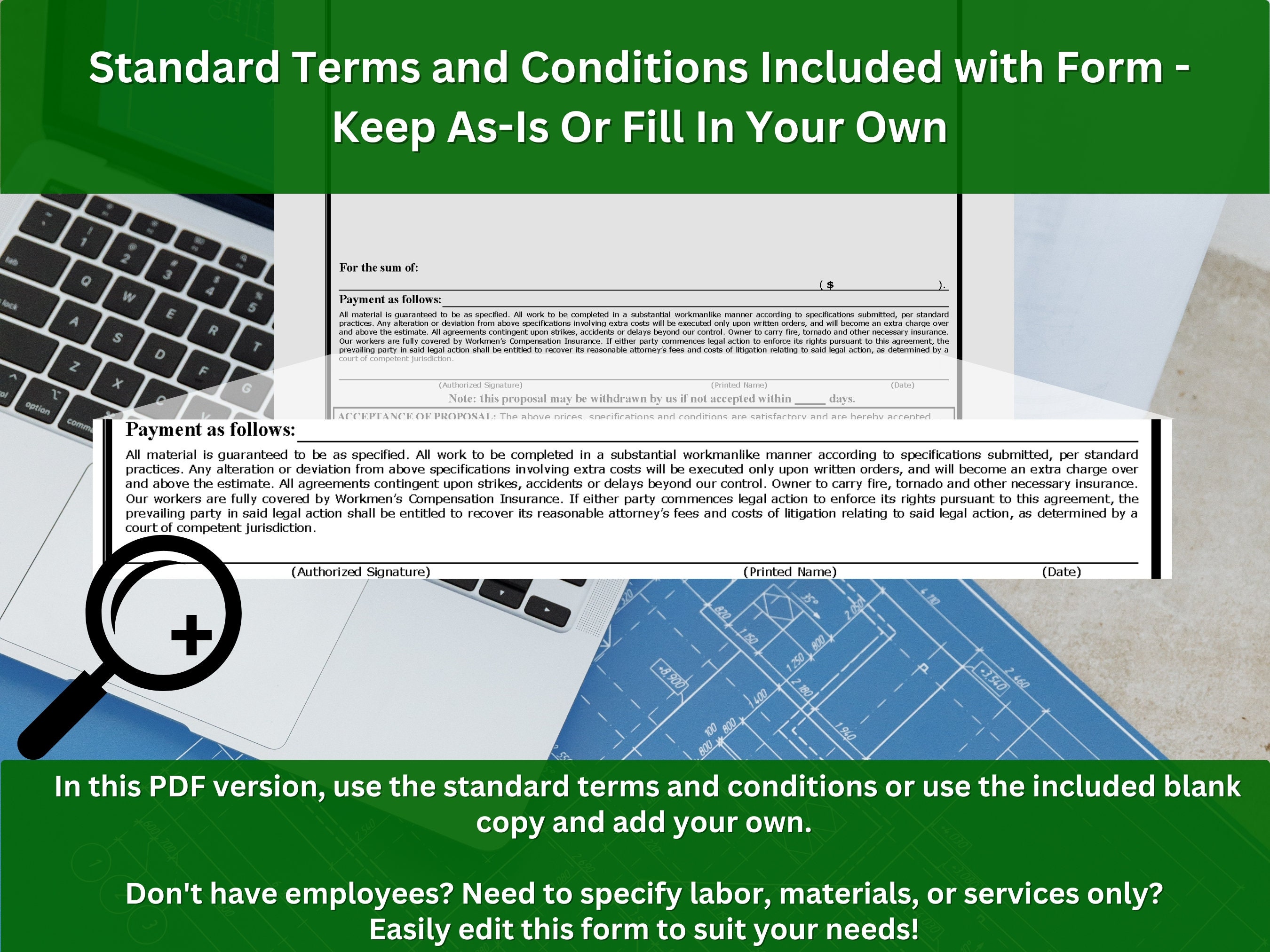 Proposal Bid Form Template W/ Fully Editable Standard Terms ...