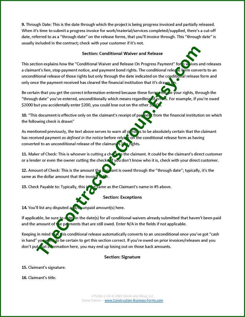 Conditional Progress Waiver and Release California Form for ...