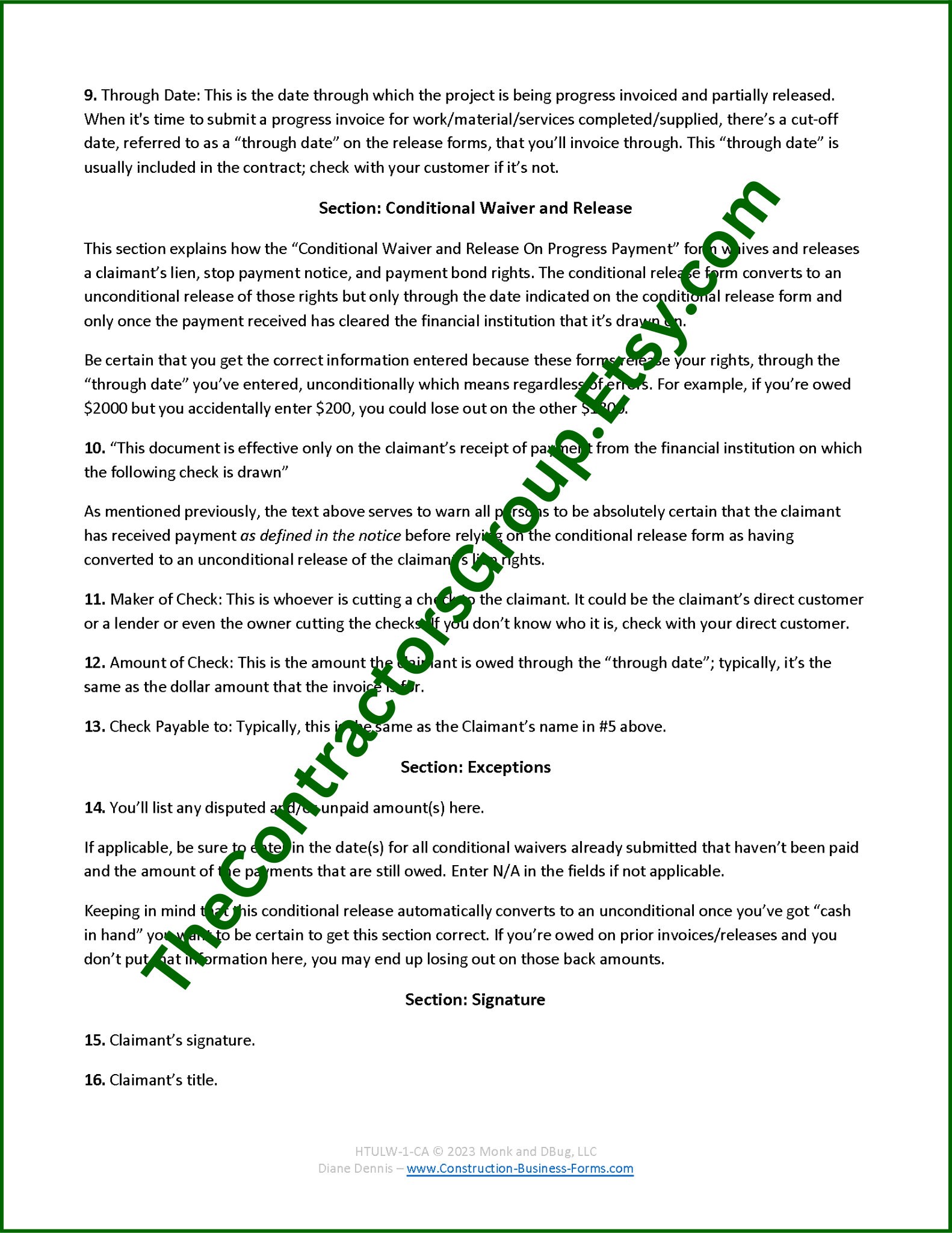 Conditional Progress Waiver and Release California Form for ...