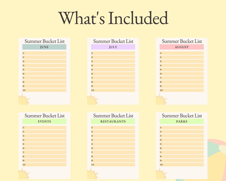 Summer Bucket List Printable, Summer Break Bucket List, Summer ...