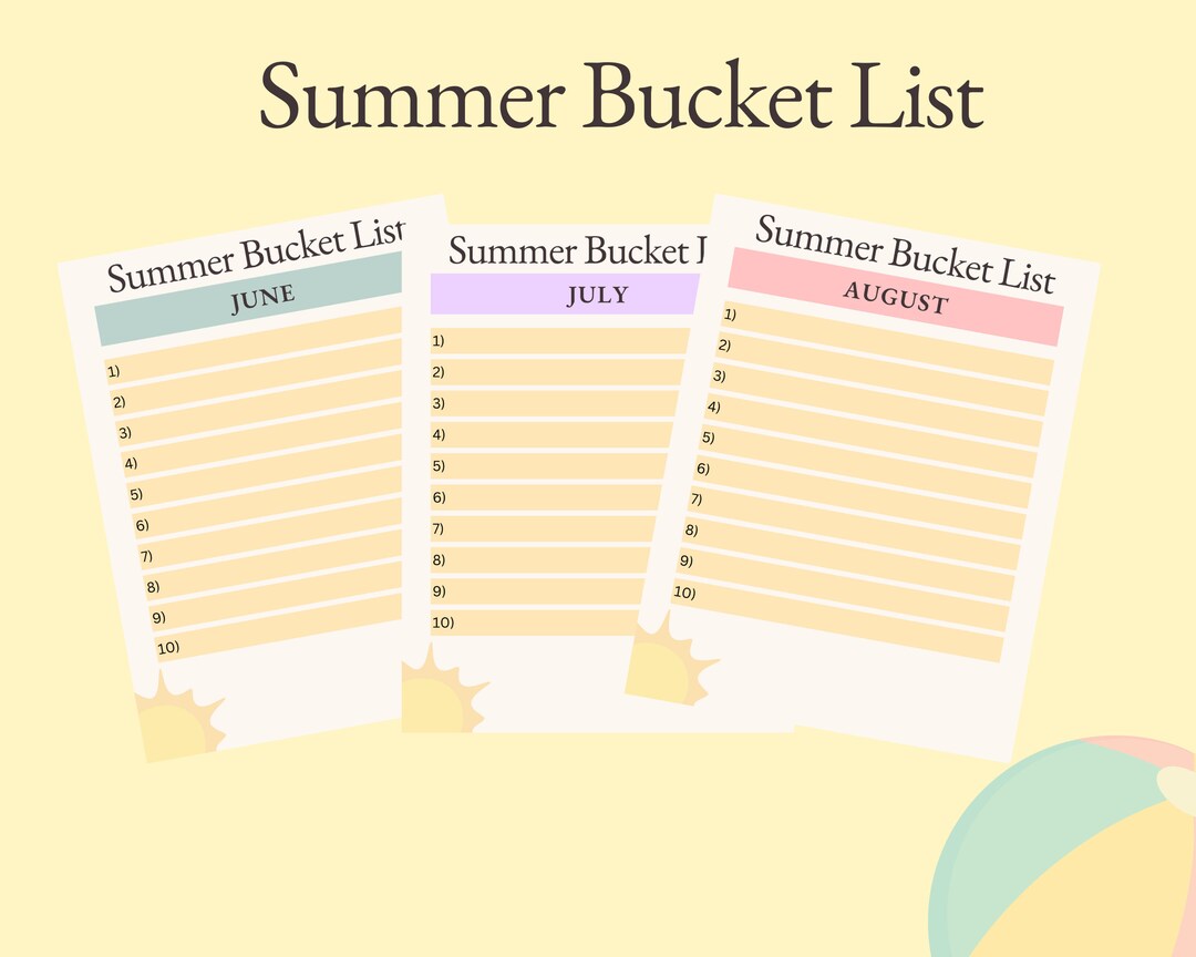 Summer Bucket List Printable, Summer Break Bucket List, Summer ...