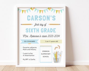 Editable First Day of School Sign: Canva Template (digital Download) - Etsy