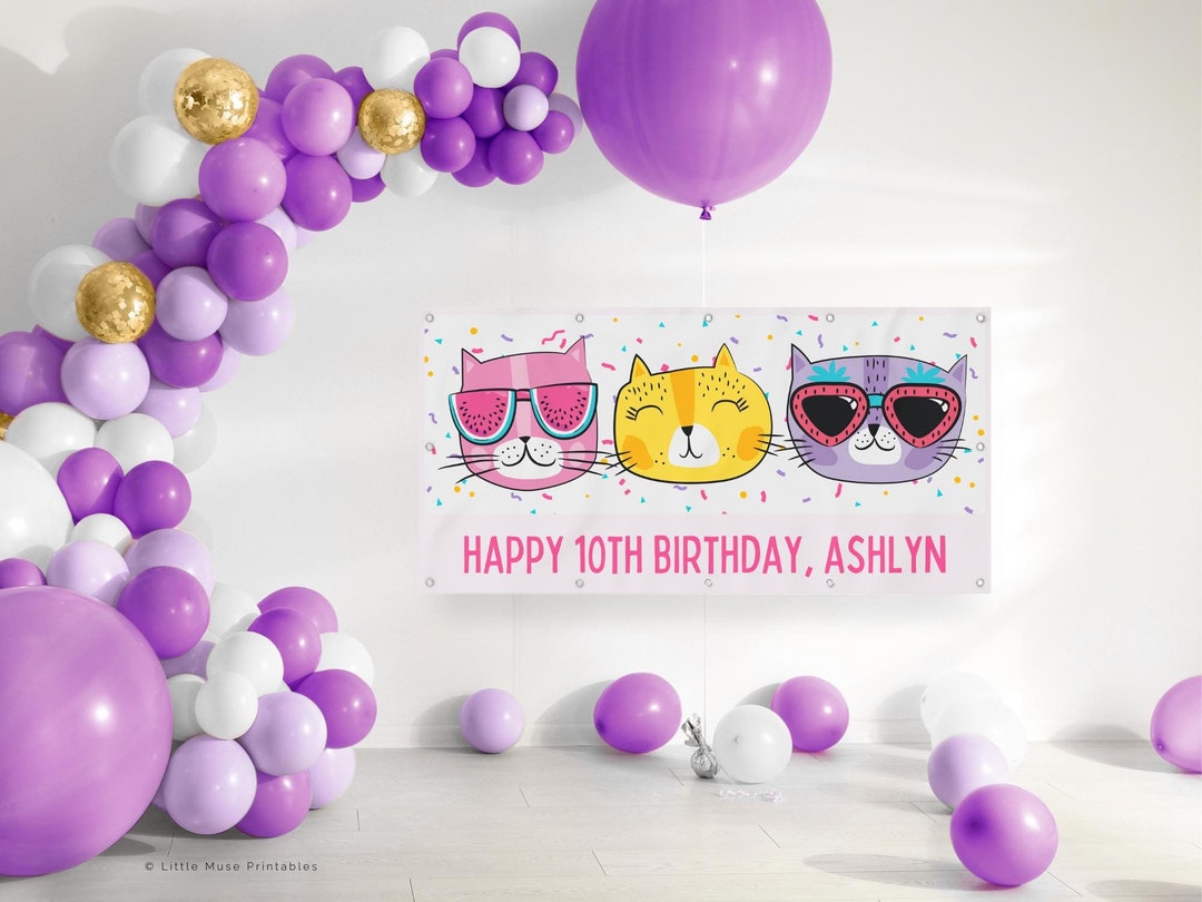 Editable Cat Birthday Party Banner for Canva (digital Download) - Etsy