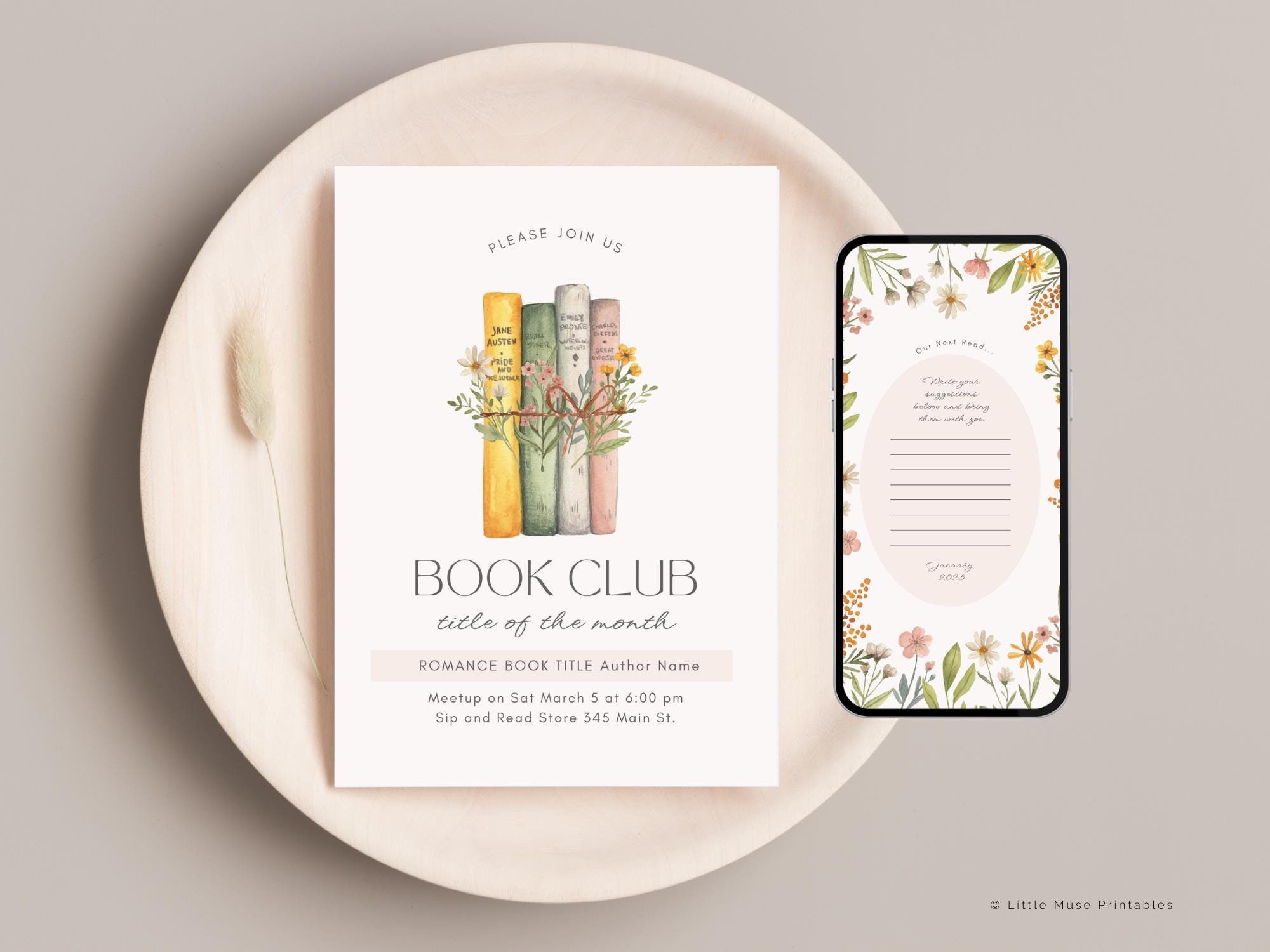 Book Club Party Invitation for Canva, Editable Book Club Invite, Book ...