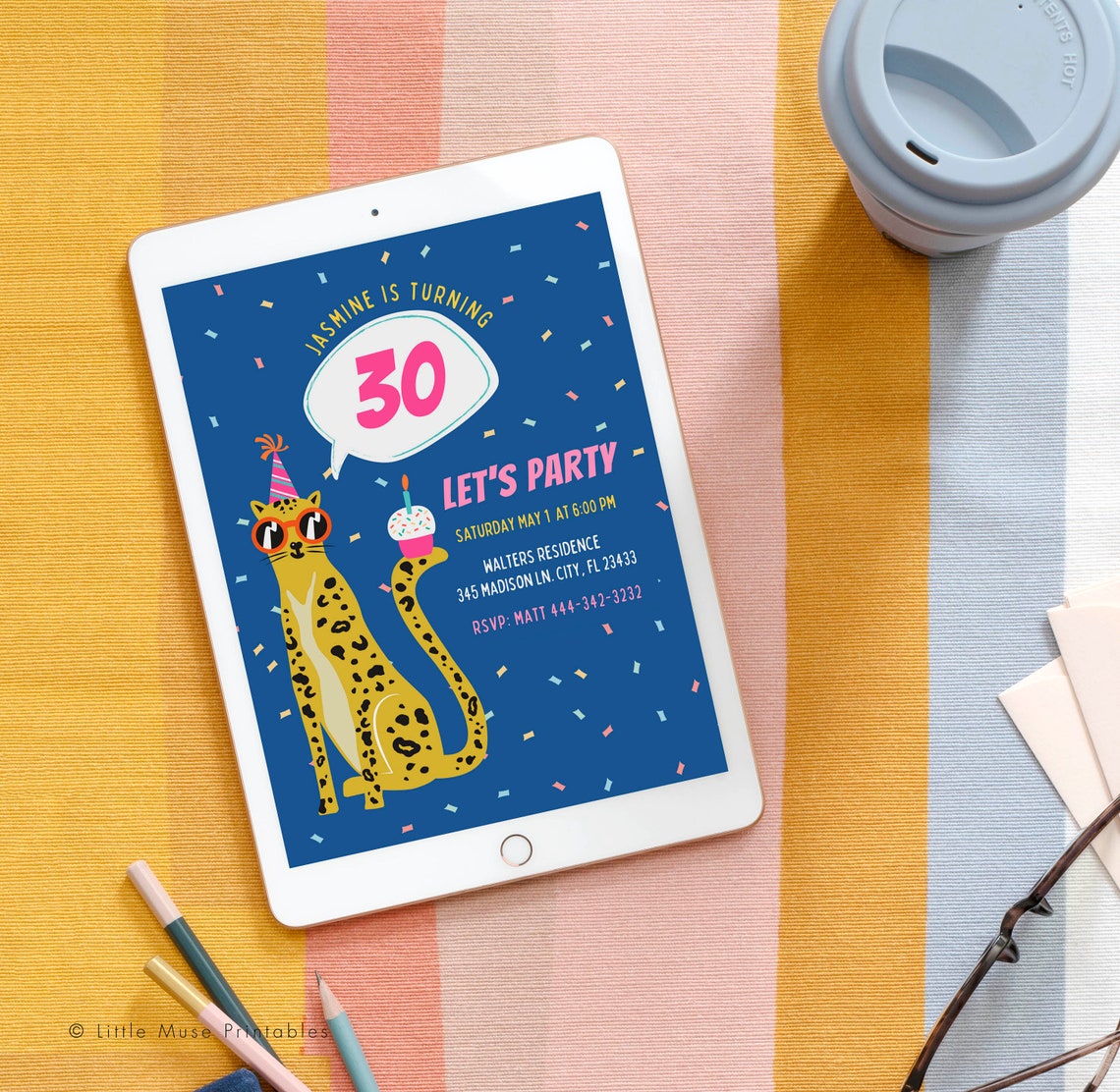 Printable Cheetah Birthday Party Invitation for Canva - Etsy