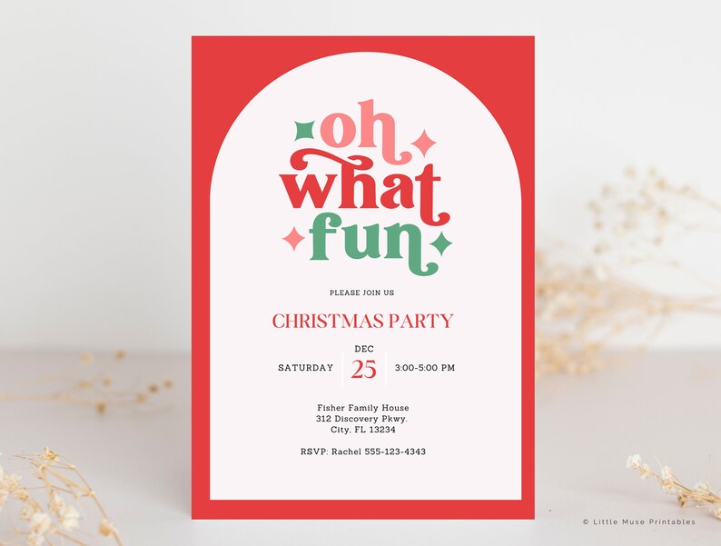 Christmas Party Invitation - Oh What Fun Christmas Party Invite ...