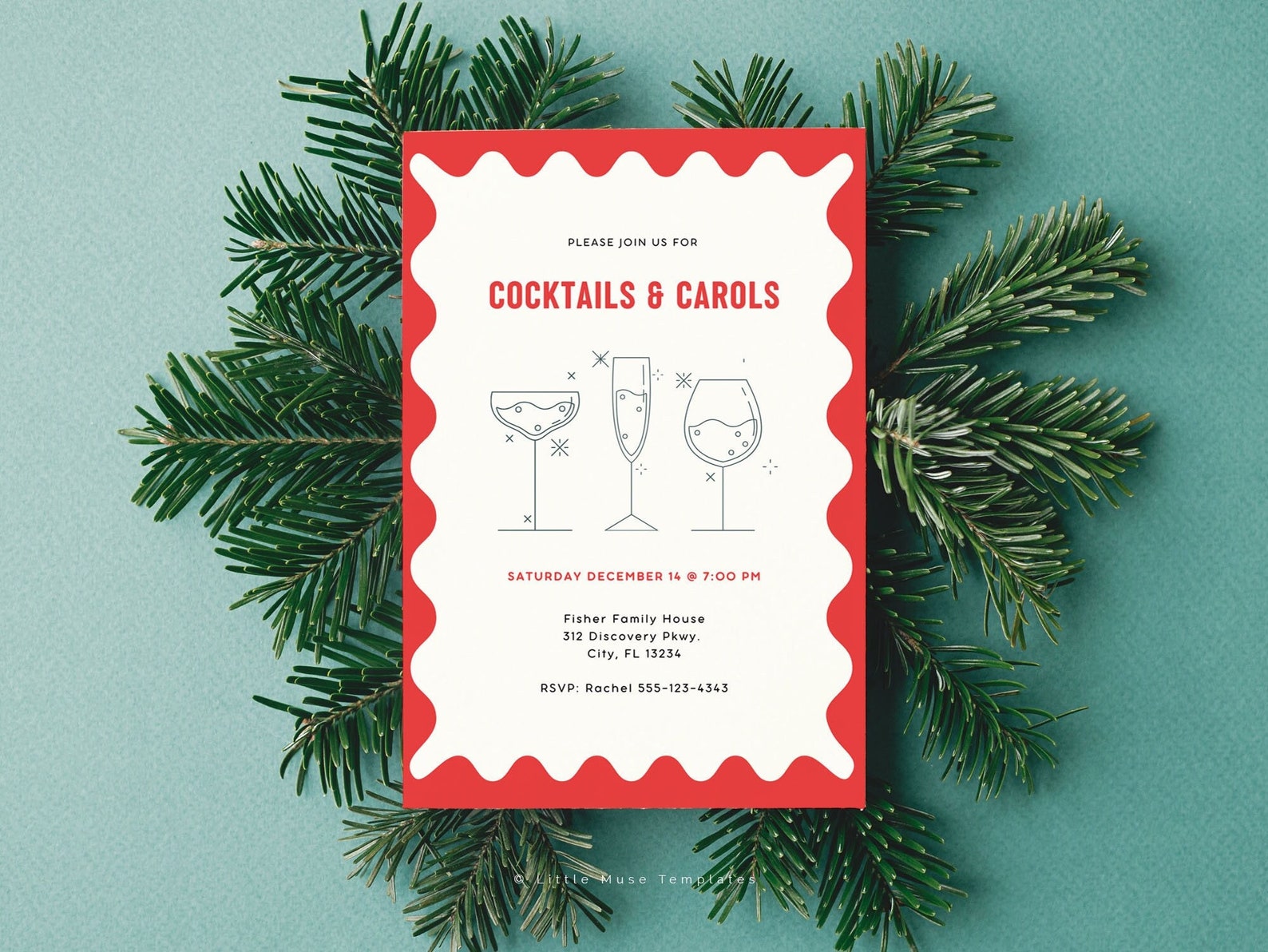 Cocktails and Carols Christmas Party Invitation Template (canva ...