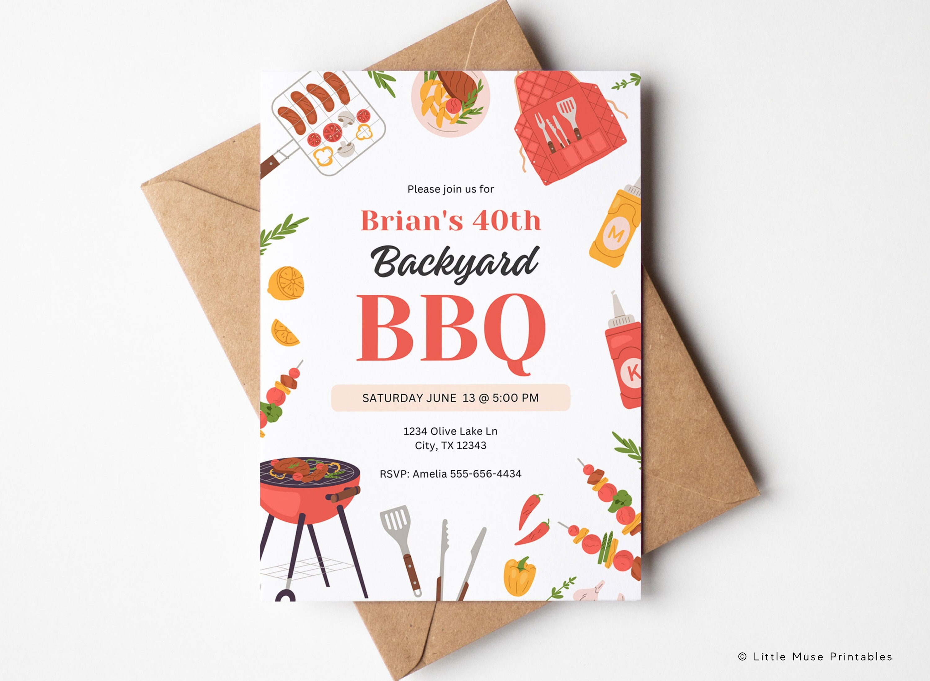 Editable BBQ Birthday Invitation Template, Barbeque Invitation ...
