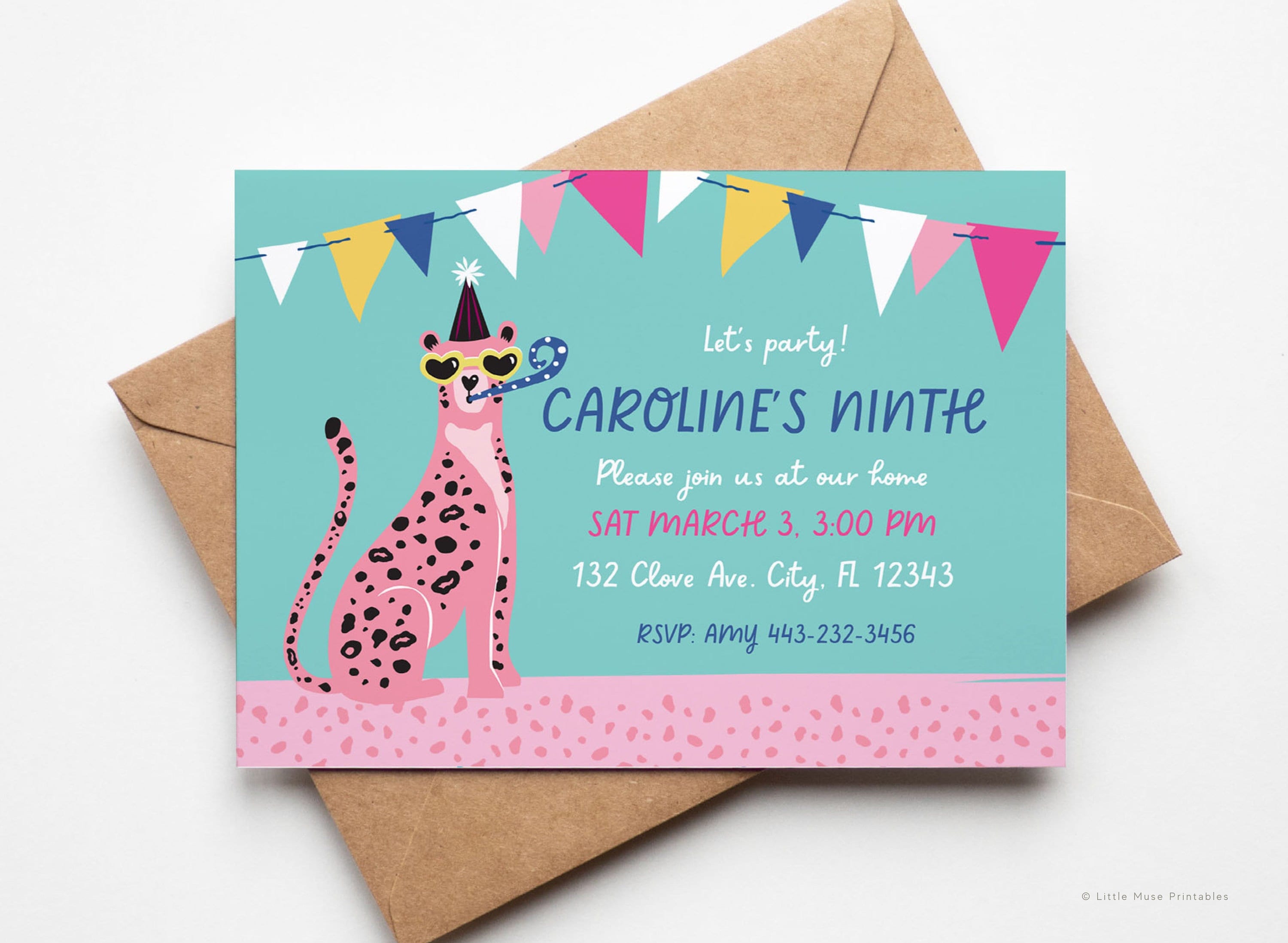 Cat Birthday Party Invitation for Canva, Editable Cat Lover Birthday ...