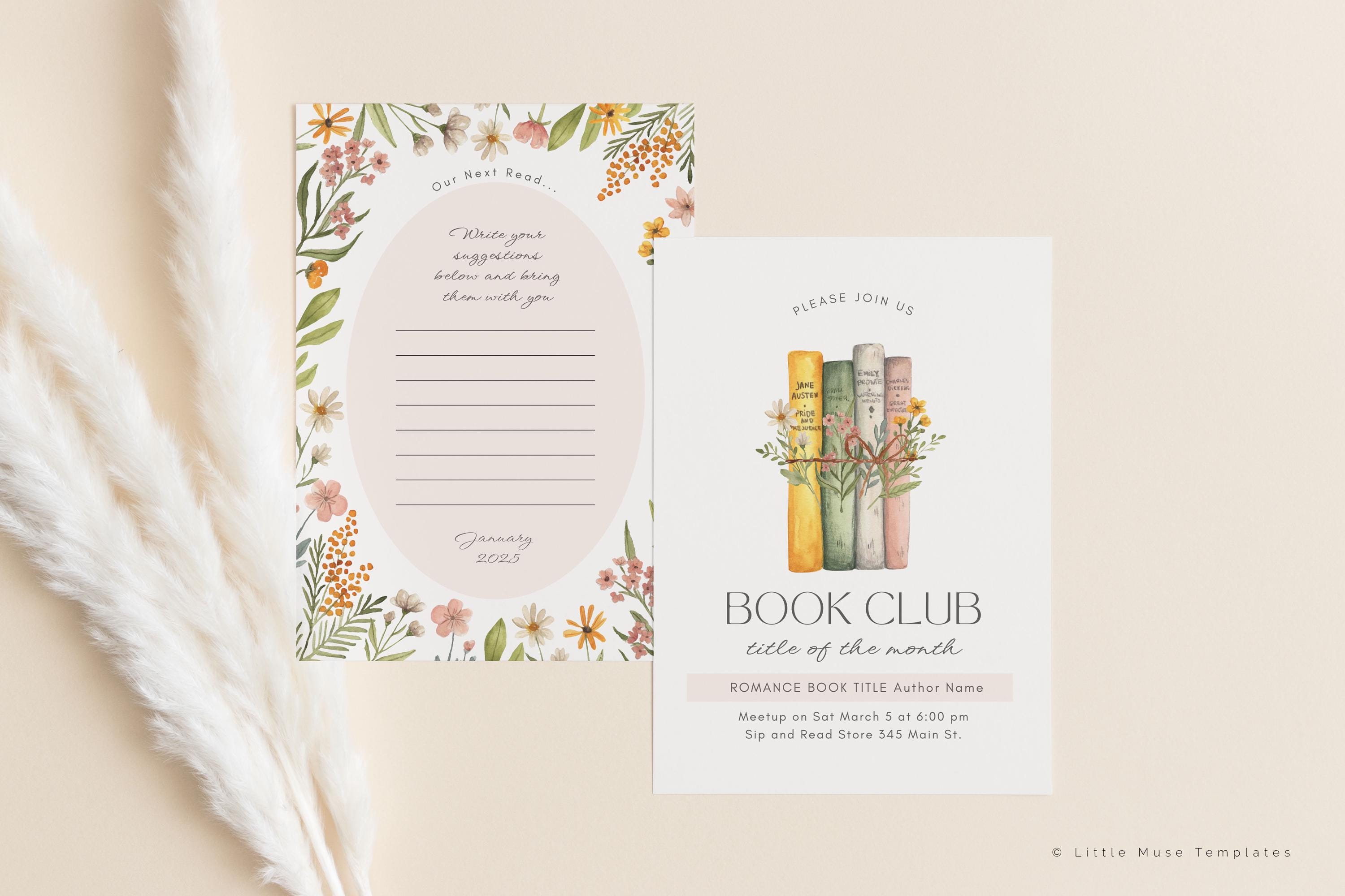 Editable Book Club Invitation Template for Canva (digital Download) - Etsy