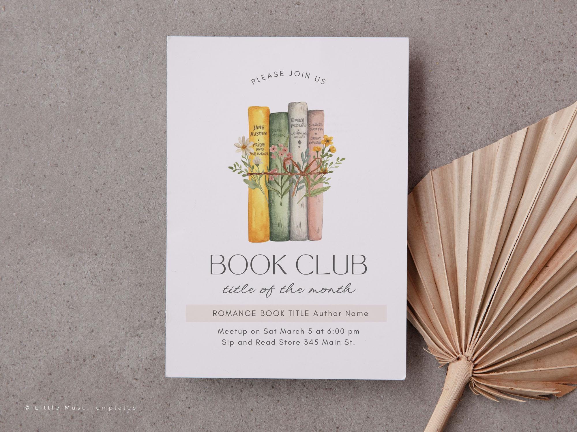 Editable Book Club Invitation Template for Canva (digital Download) - Etsy