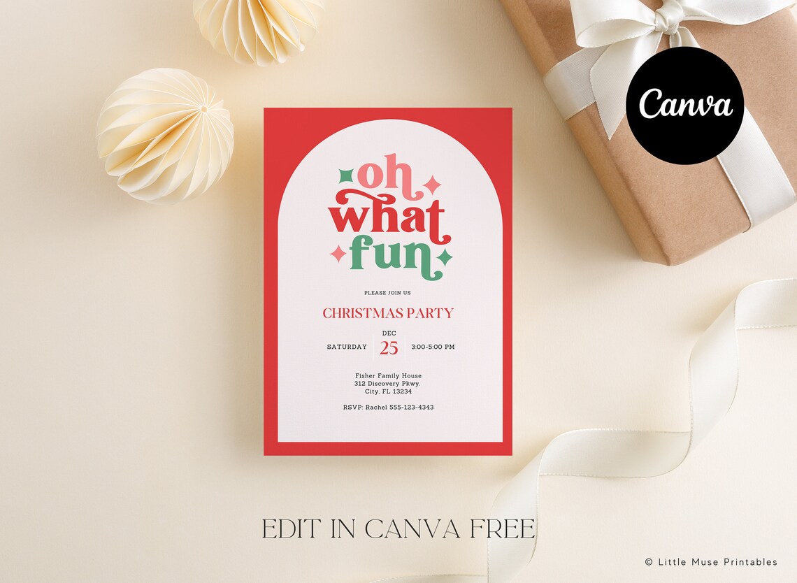 Christmas Party Invitation - Oh What Fun Christmas Party Invite ...