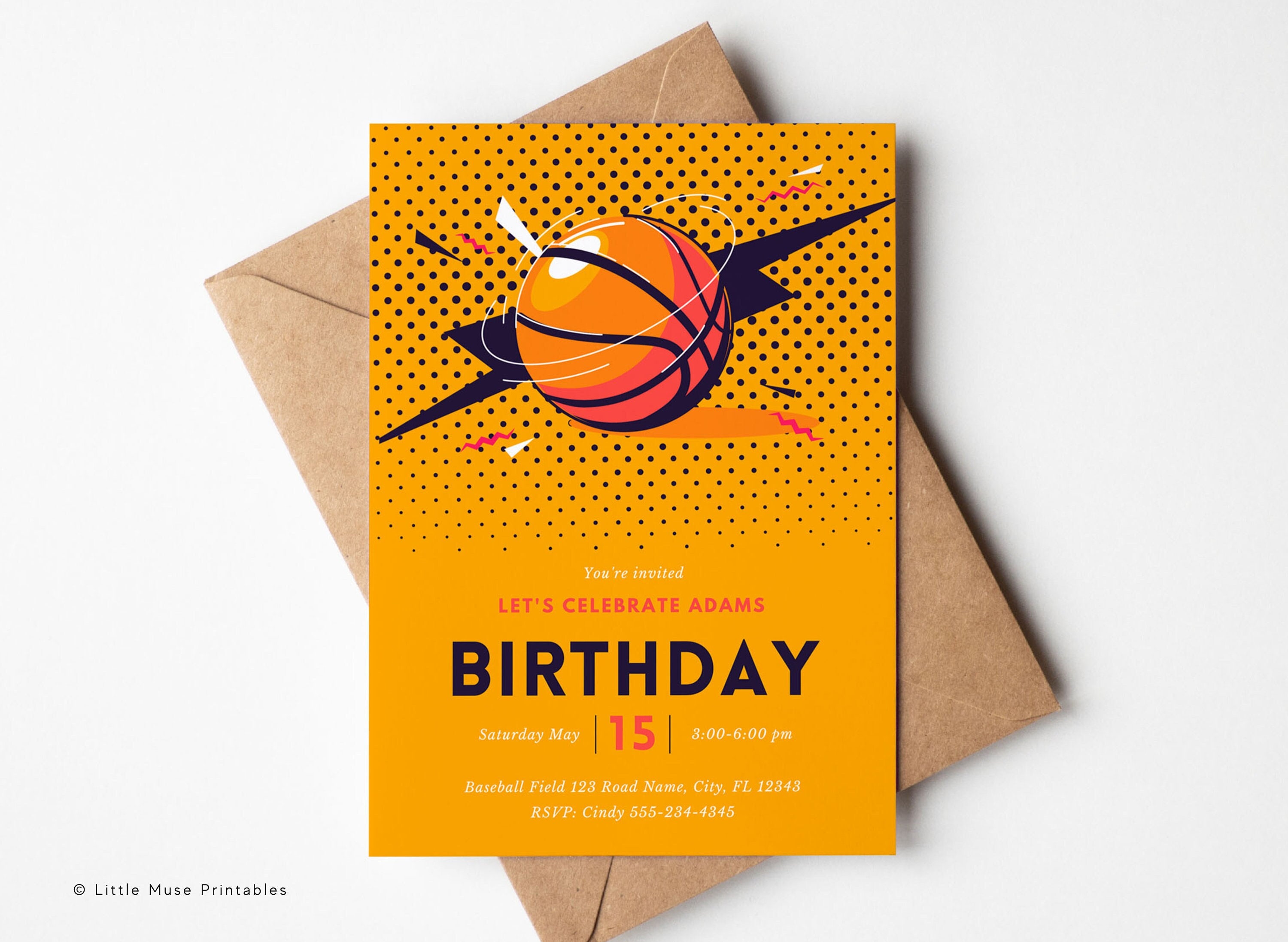 Basketball Birthday Invitation for Canva, Basketball Invitation, MVP ...