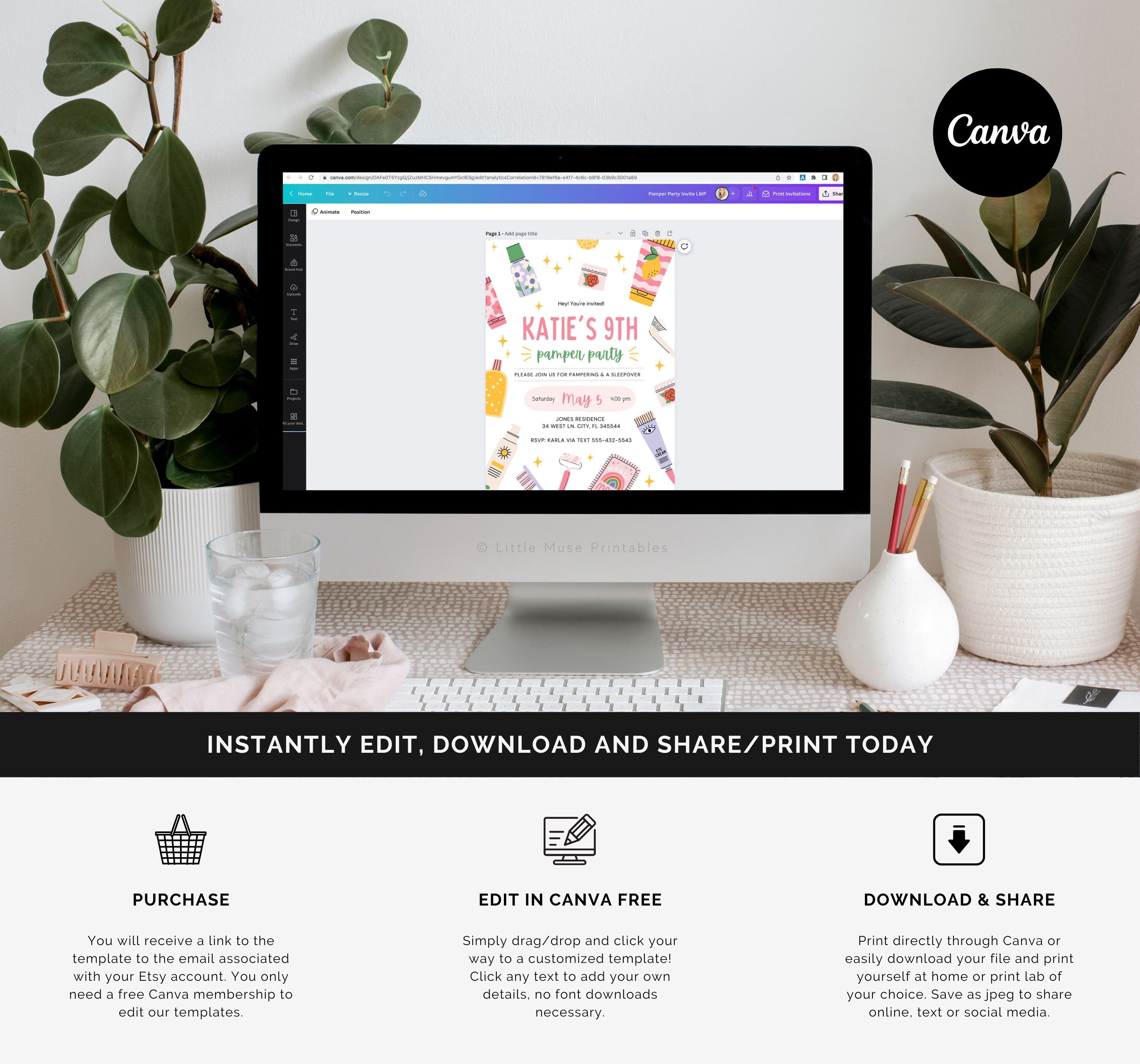 Playground Birthday Invitation for Canva, EDITABLE Kids Park Party ...