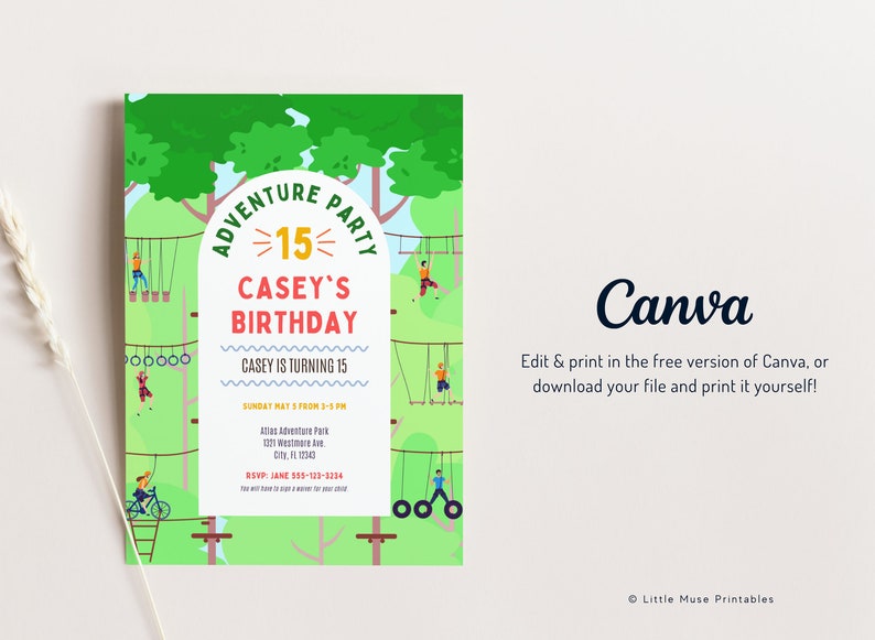 Adventure Birthday Invitation: Climbing, Obstacle Course Party (canva ...