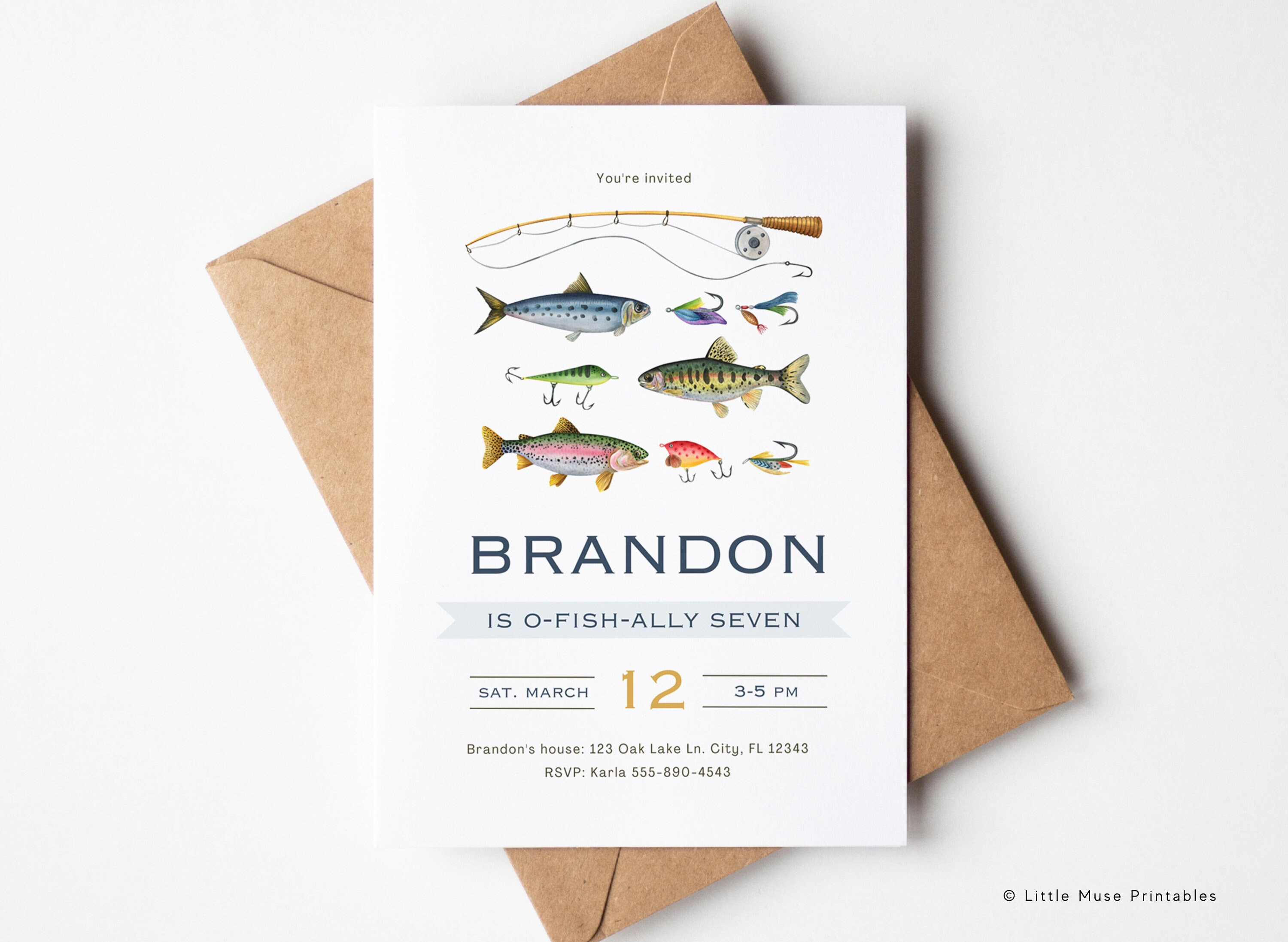 Fly Fishing Birthday Invitation for Canva, Fishing Birthday Invite ...