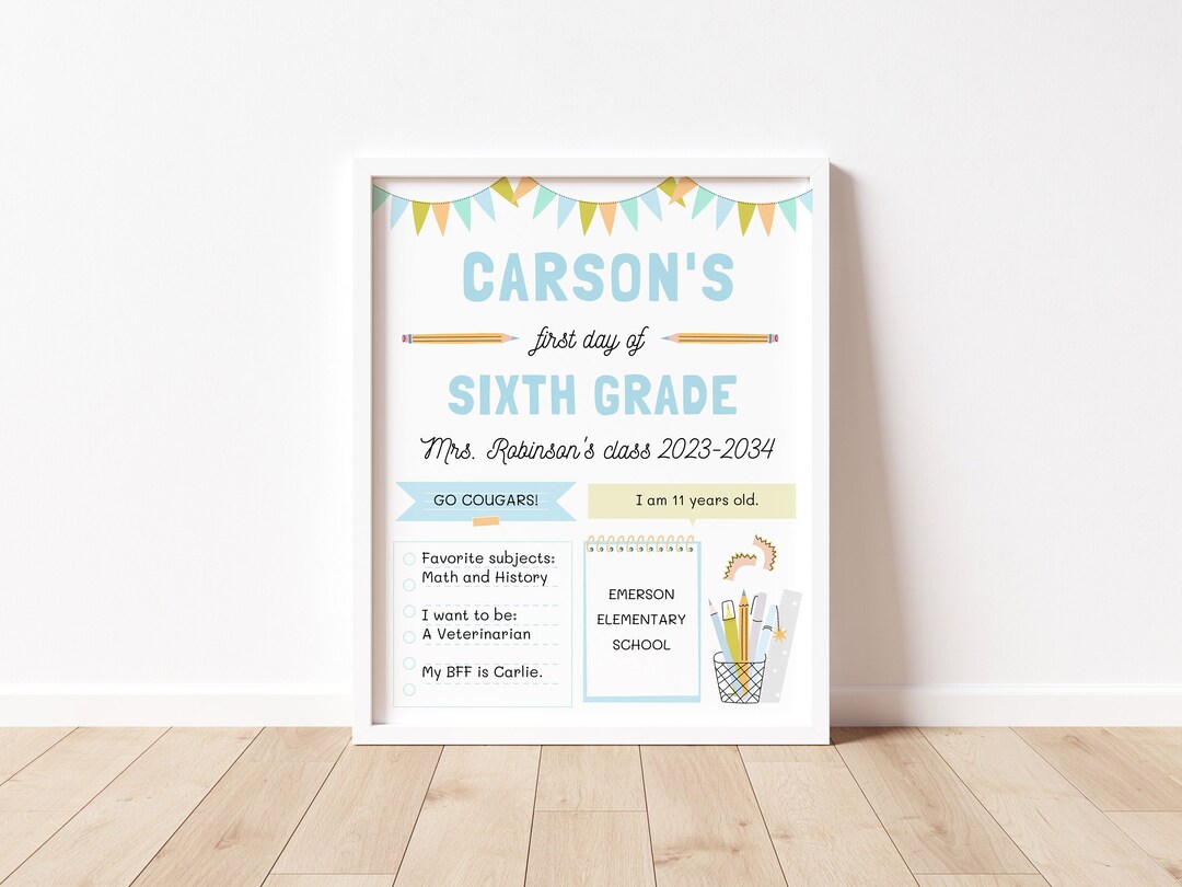 First Day of School Sign: Editable Canva Template (digital Download) - Etsy