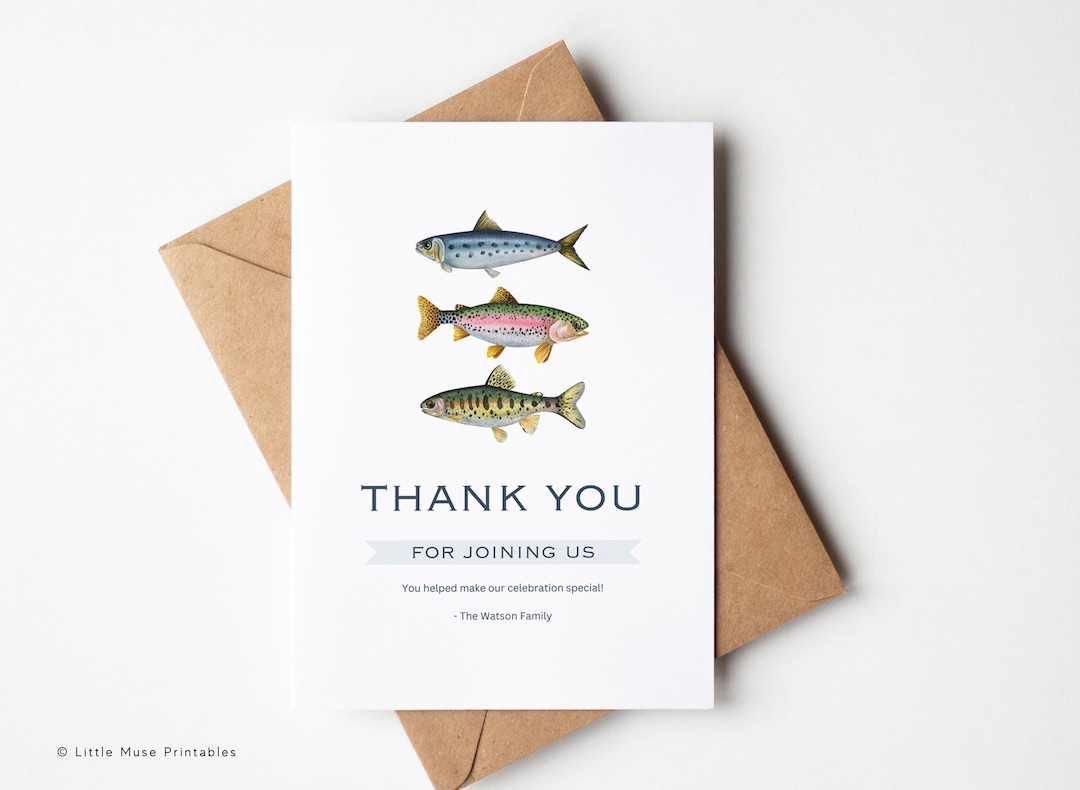 Fly Fishing Birthday Thank You Card for Canva, Fishing Birthday Thank ...