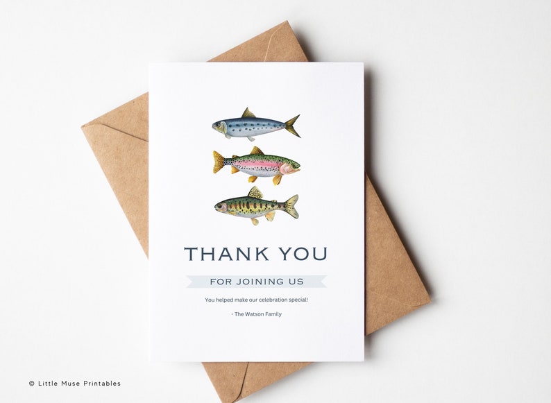 Fly Fishing Birthday Thank You Card for Canva, Fishing Birthday Thank ...