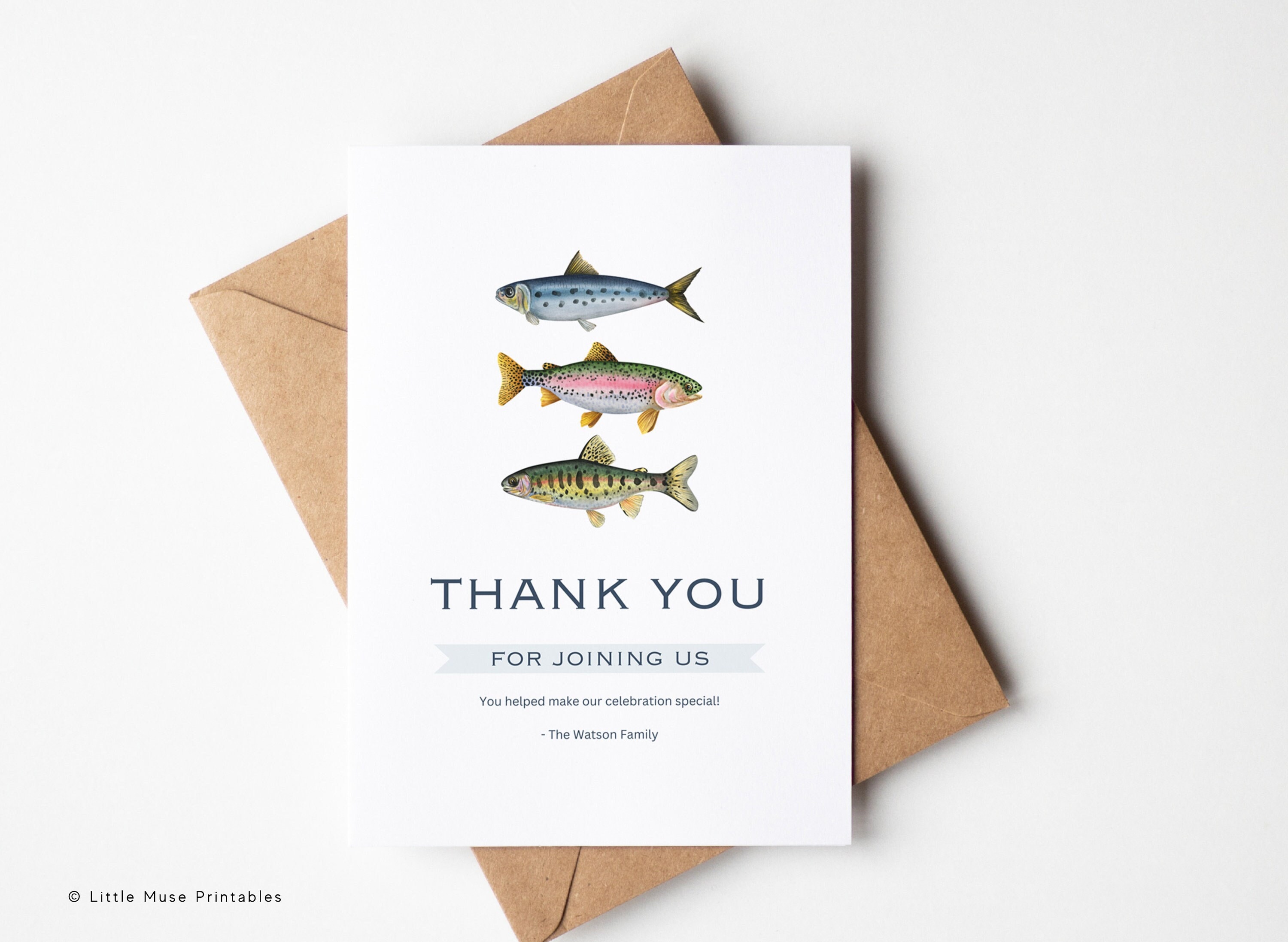 Fly Fishing Birthday Thank You Card for Canva, Fishing Birthday Thank ...