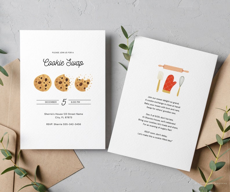 Editable Cookie Swap Party Invitation for Canva - Printable Cookie ...