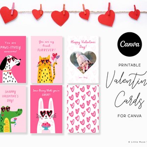 Printable Animal Valentines Day Cards for School - Cute Animals ...