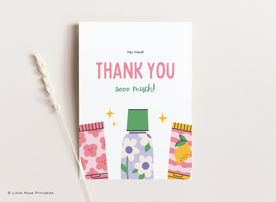 Pamper Party Thank You Card: Editable Kids Birthday (instant Download ...
