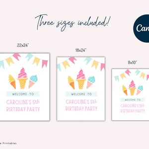 Editable Ice Cream Birthday Welcome Sign, Printable Ice Cream Themed ...