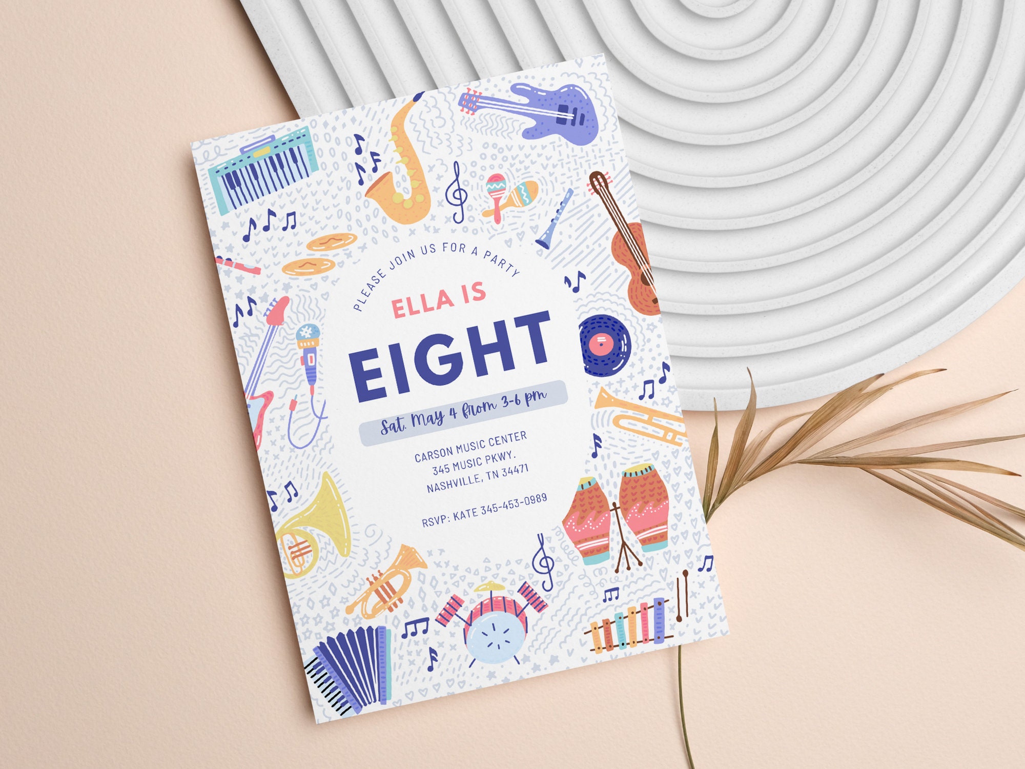 Music Lover Birthday Party Invitation for Canva, Editable Musical ...