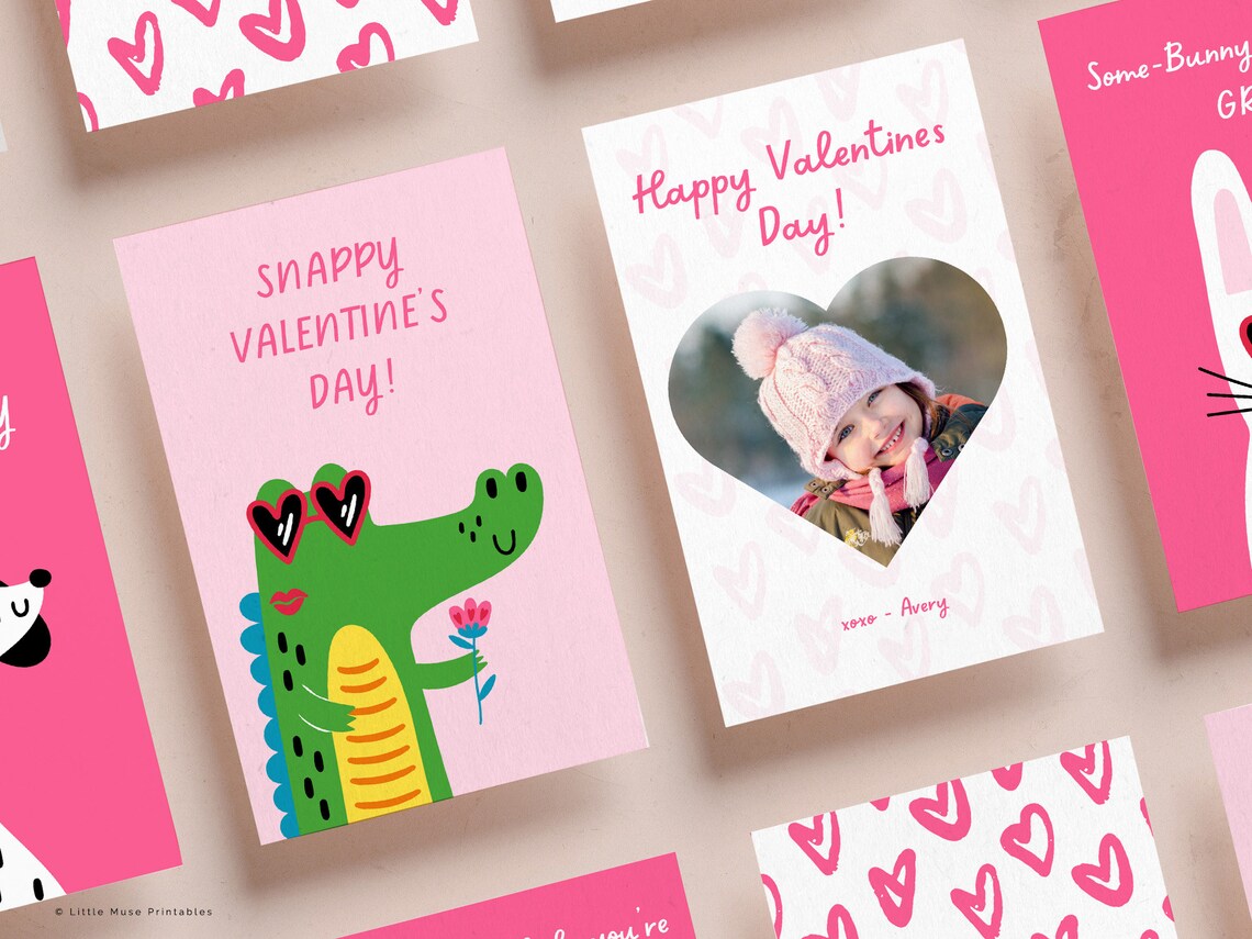 Printable Animal Valentines Day Cards for School Cute Animals Valentine ...