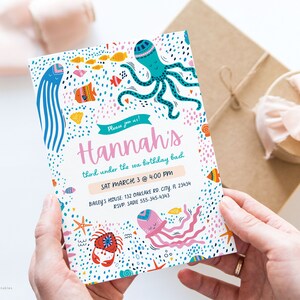 Under the Sea Invitation Template for Canva, Sea Creature Birthday ...