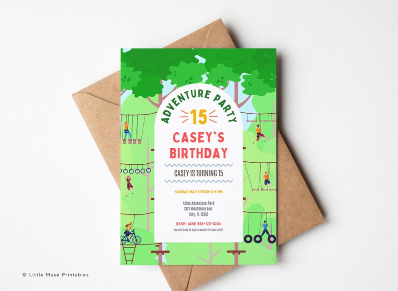 Adventure Birthday Invitation: Climbing, Obstacle Course Party (canva ...